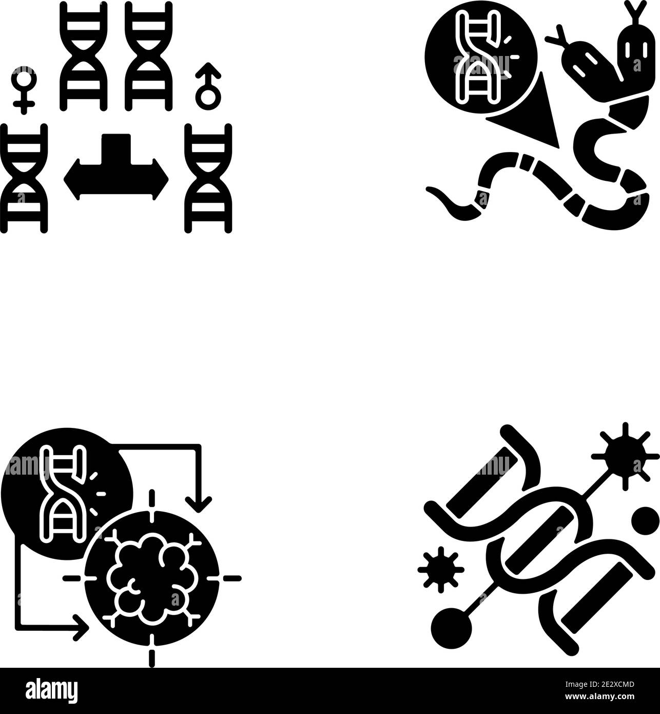 DNA manipulation black glyph icons set on white space Stock Vector ...