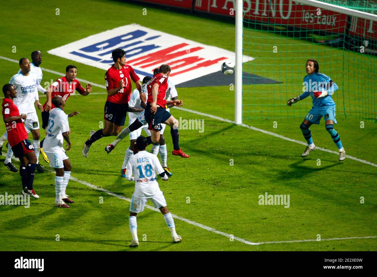 Lille's Mathieu Debuchy scores the third goal during the French First ...