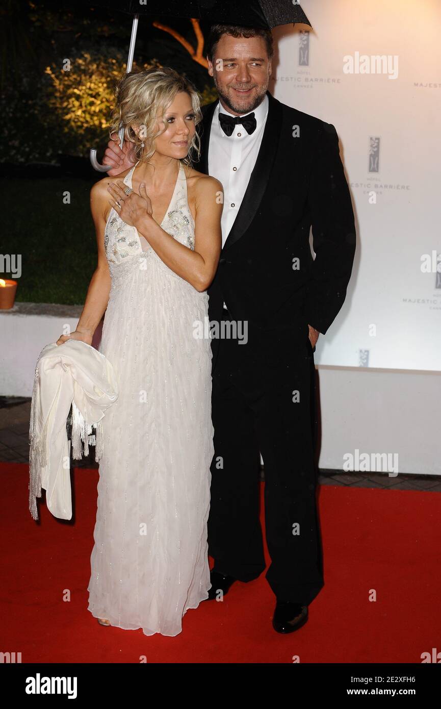 Russell Crowe and wife, Danielle Spencer arriving at the opening ...