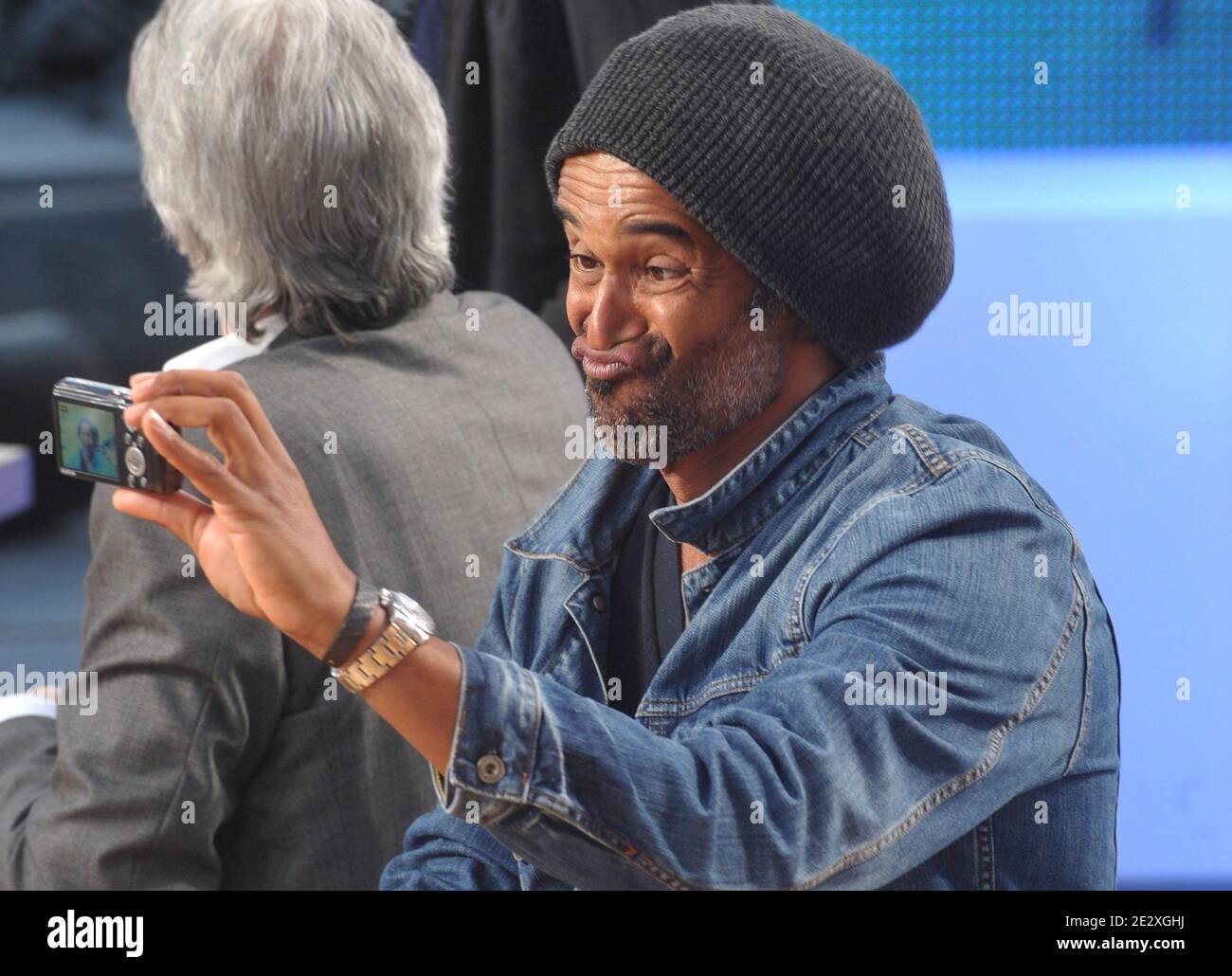 Yannick Noah performs during the broadcasting of 'Le Grand Journal' TV ...