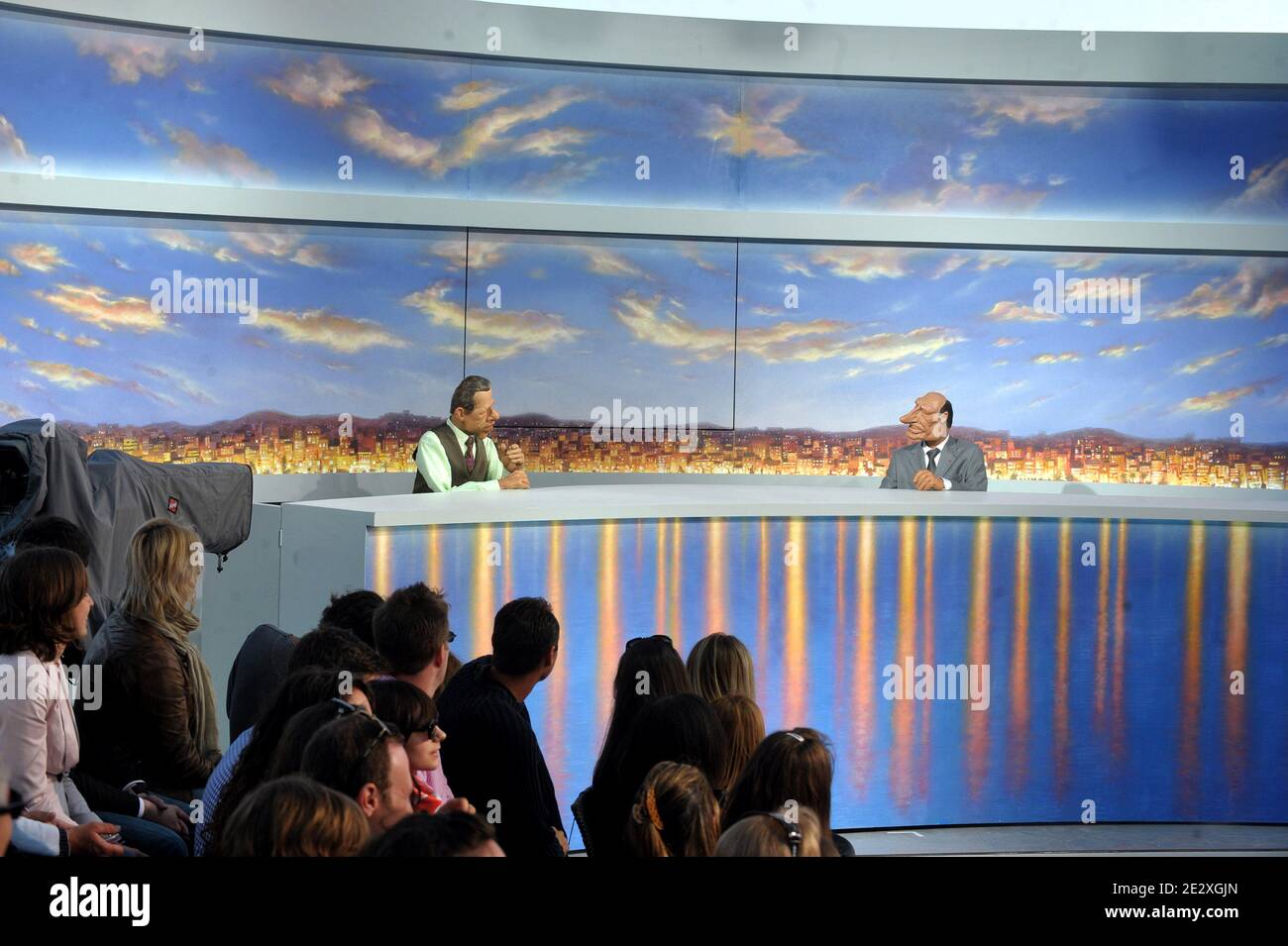 'Les Guignols' during the broadcasting of 'Le Grand Journal' TV show on ...