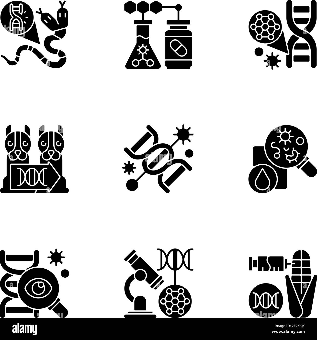 DNA structure experiment black glyph icons set on white space Stock ... DNA structure experiment black glyph icons set on white space Stock ...
