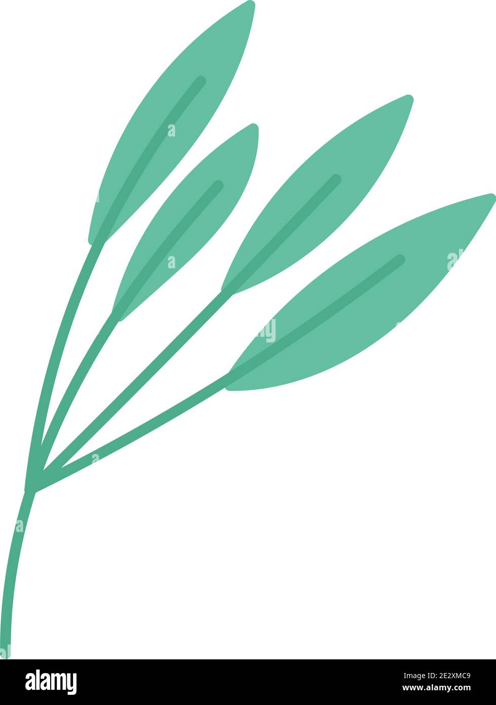 green leaves foliage nature cartoon icon in isolated style vector ...