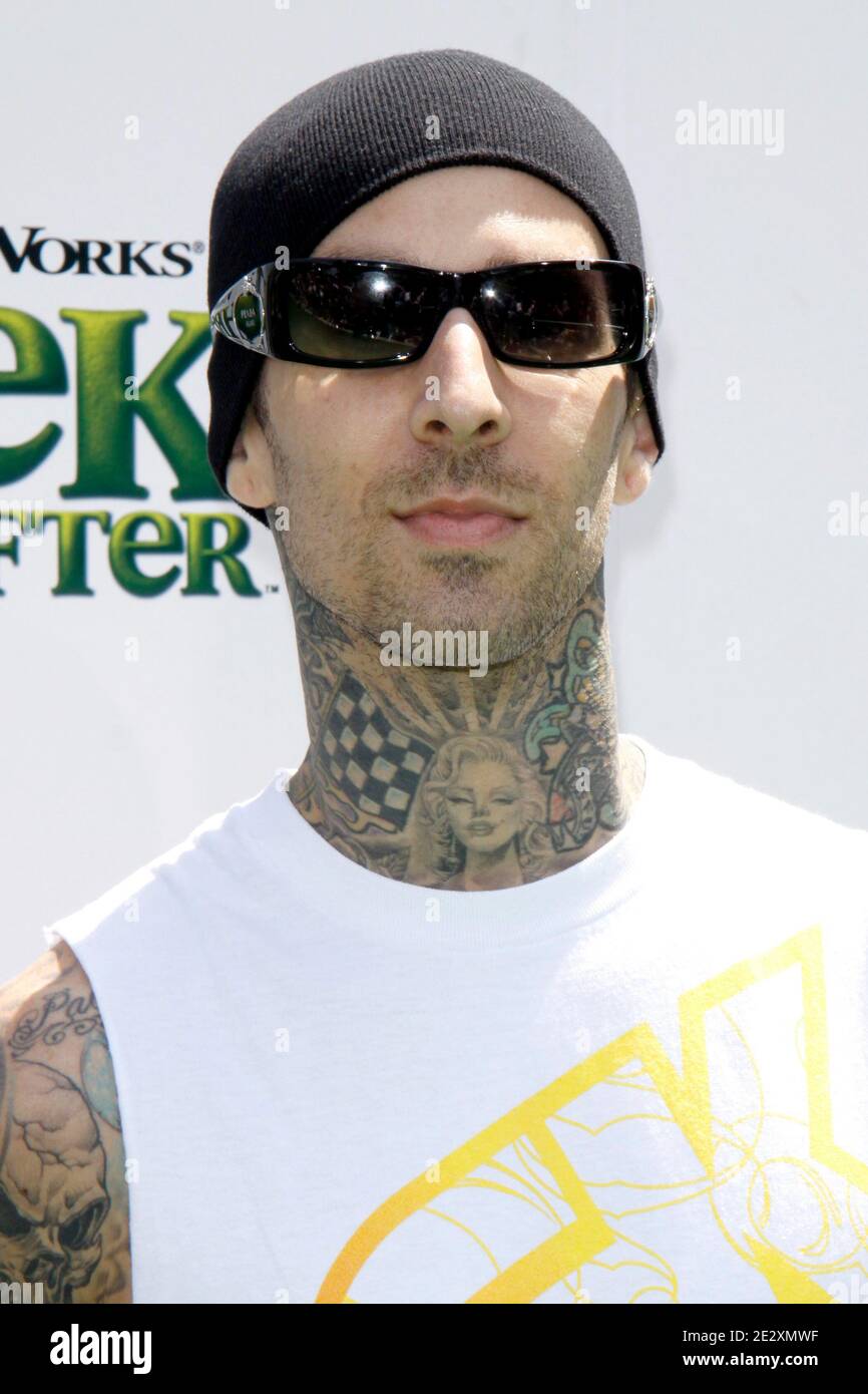 Travis Barker arriving for the 'Shrek Forever After' premiere held at ...