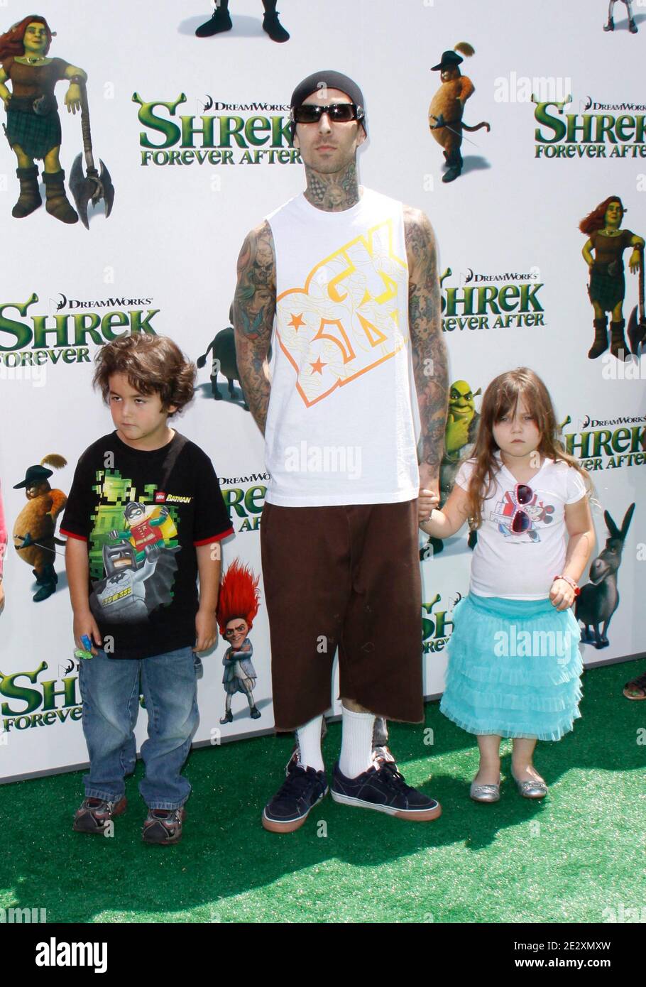 Travis Barker arriving for the 'Shrek Forever After' premiere held at ...