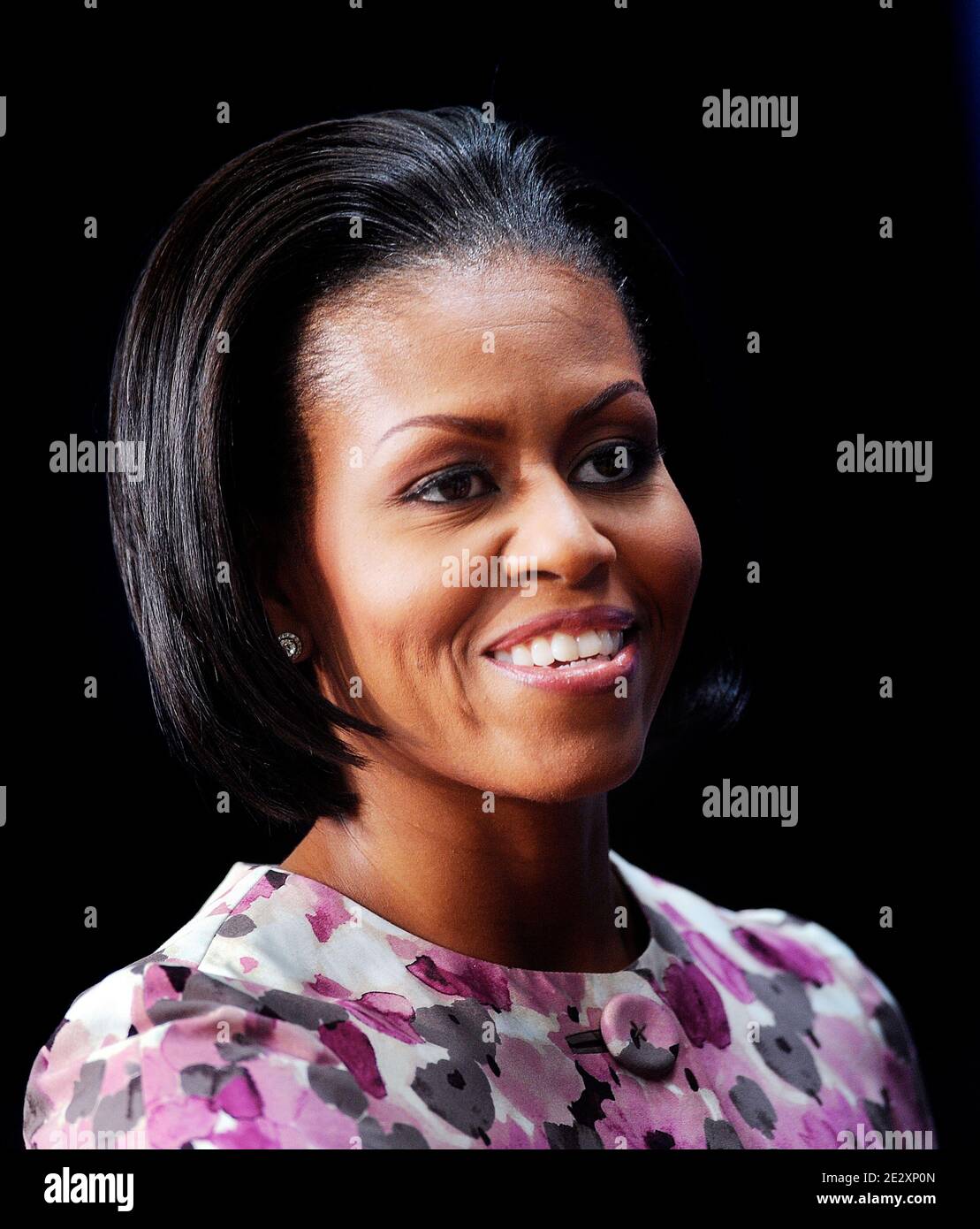 U.S. first lady Michelle Obama arrives to makes an announcement at the ...