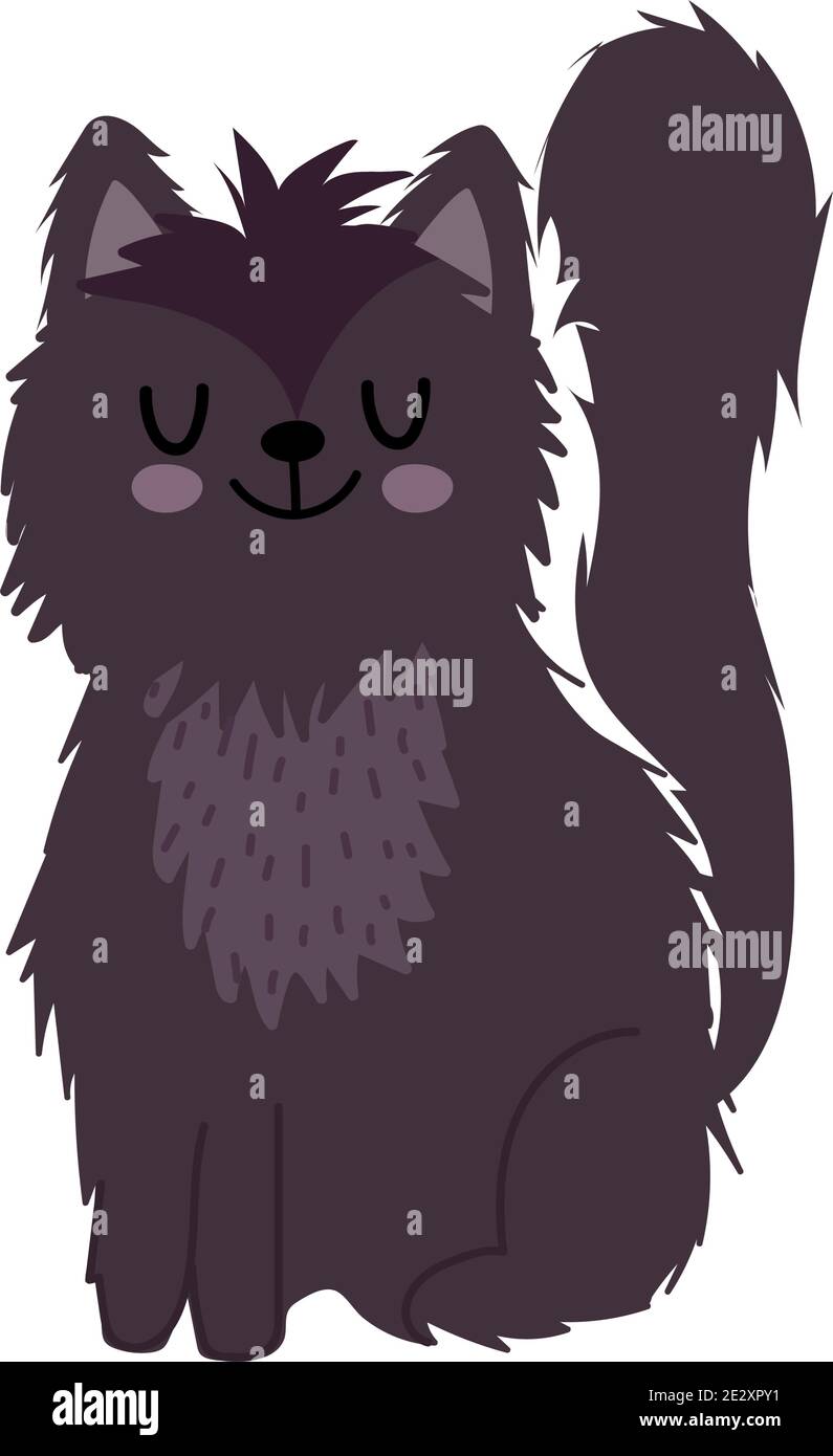 pet cat fluffy animal feline cartoon in flat style vector illustration ...