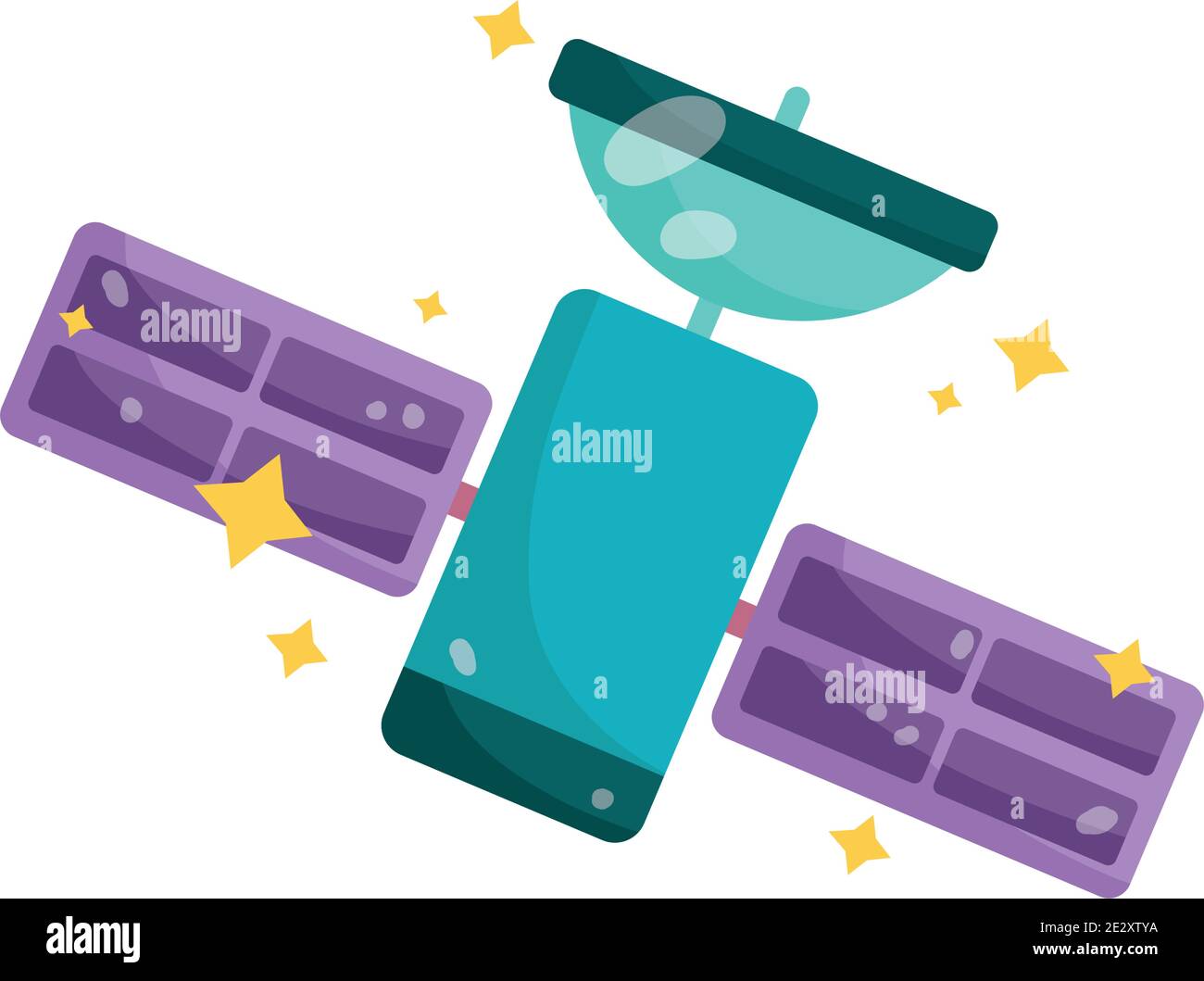 space satellite orbit galaxy cartoon flat style vector illustration ...