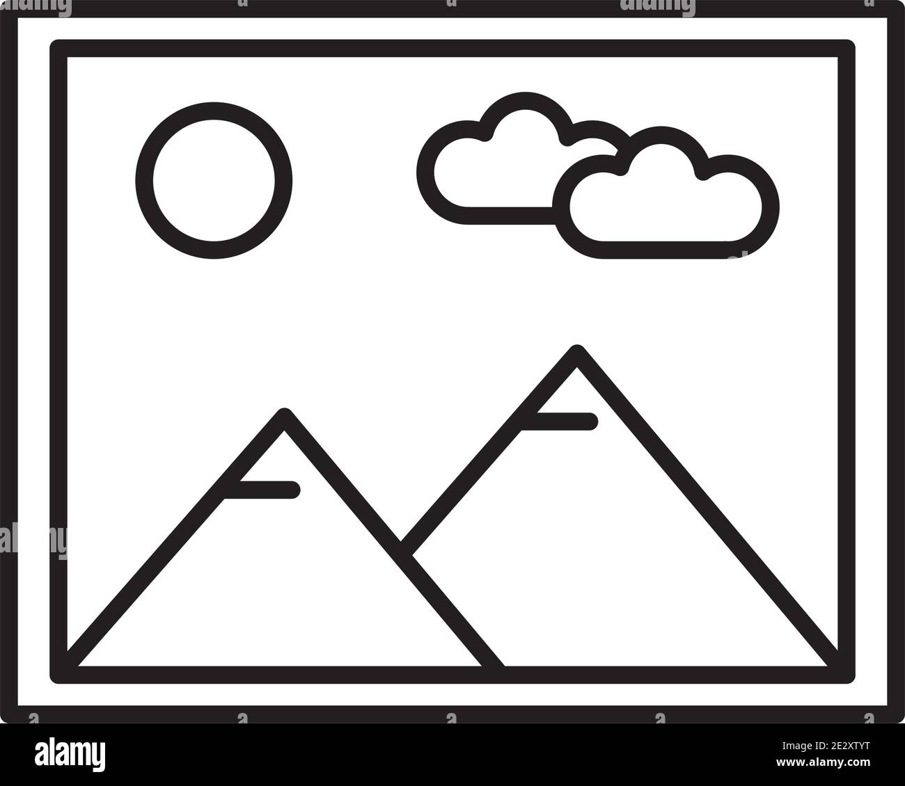 picture with mountains and sun scene line style icon Stock Vector Image ...