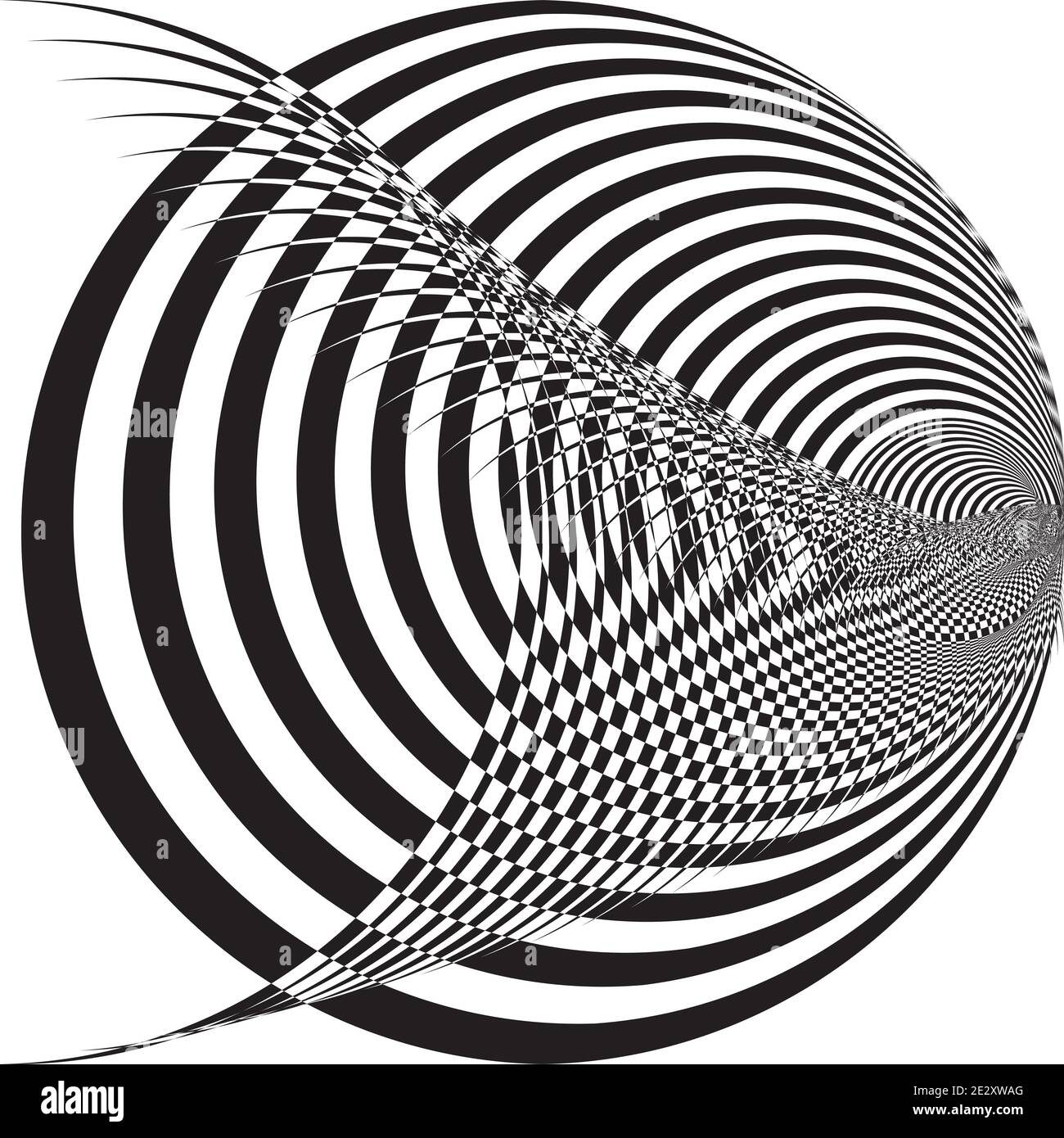 Intersected trajectory flyingsphere illusion abstract background black ...