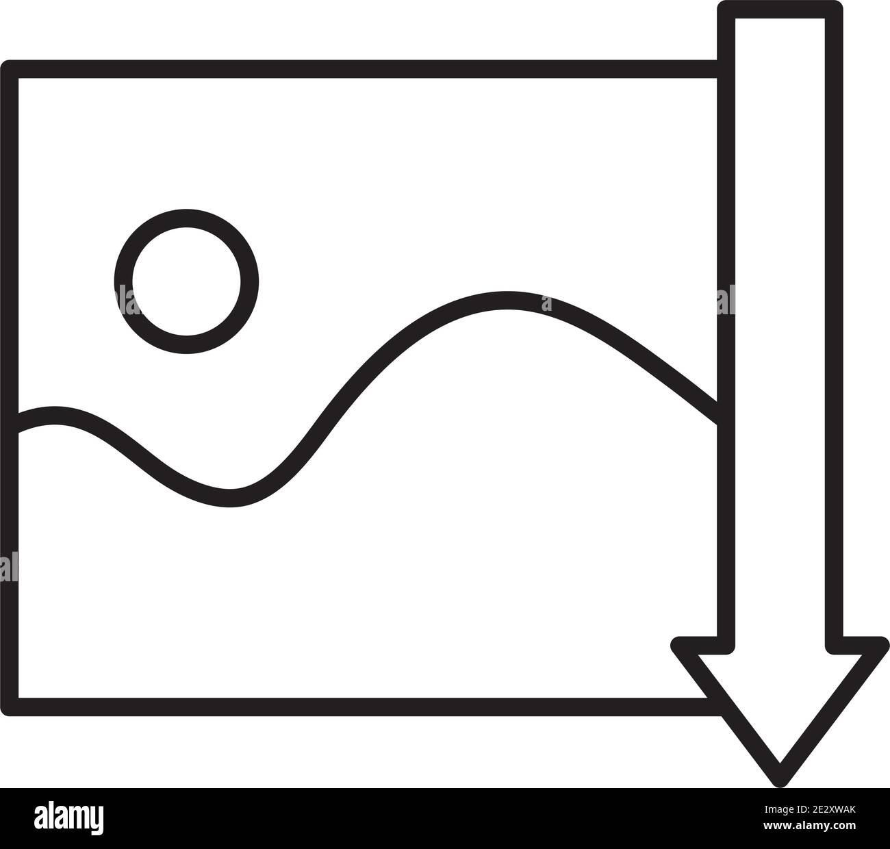 picture of sea waves and sun seascape with arrow down line style icons ...