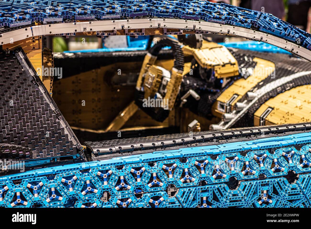 blue Bugatti Chiron by LEGO Technic on display for sale at Mondial ...