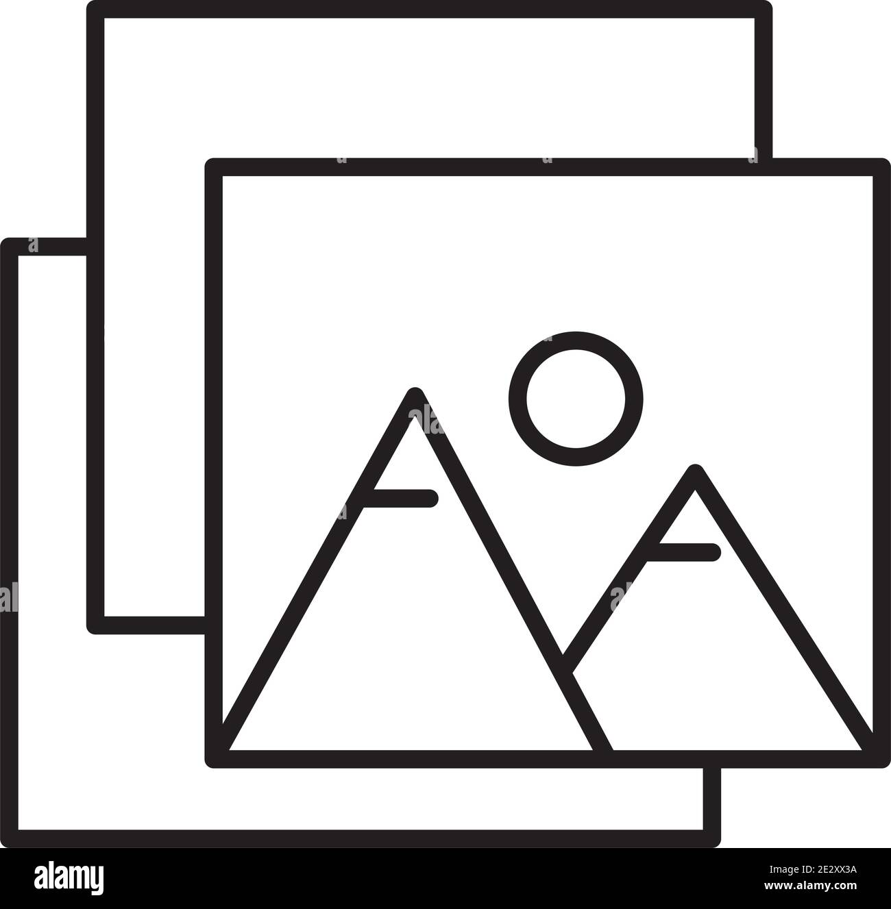 pictures with mountains and sun scene style line icons Stock Vector ...