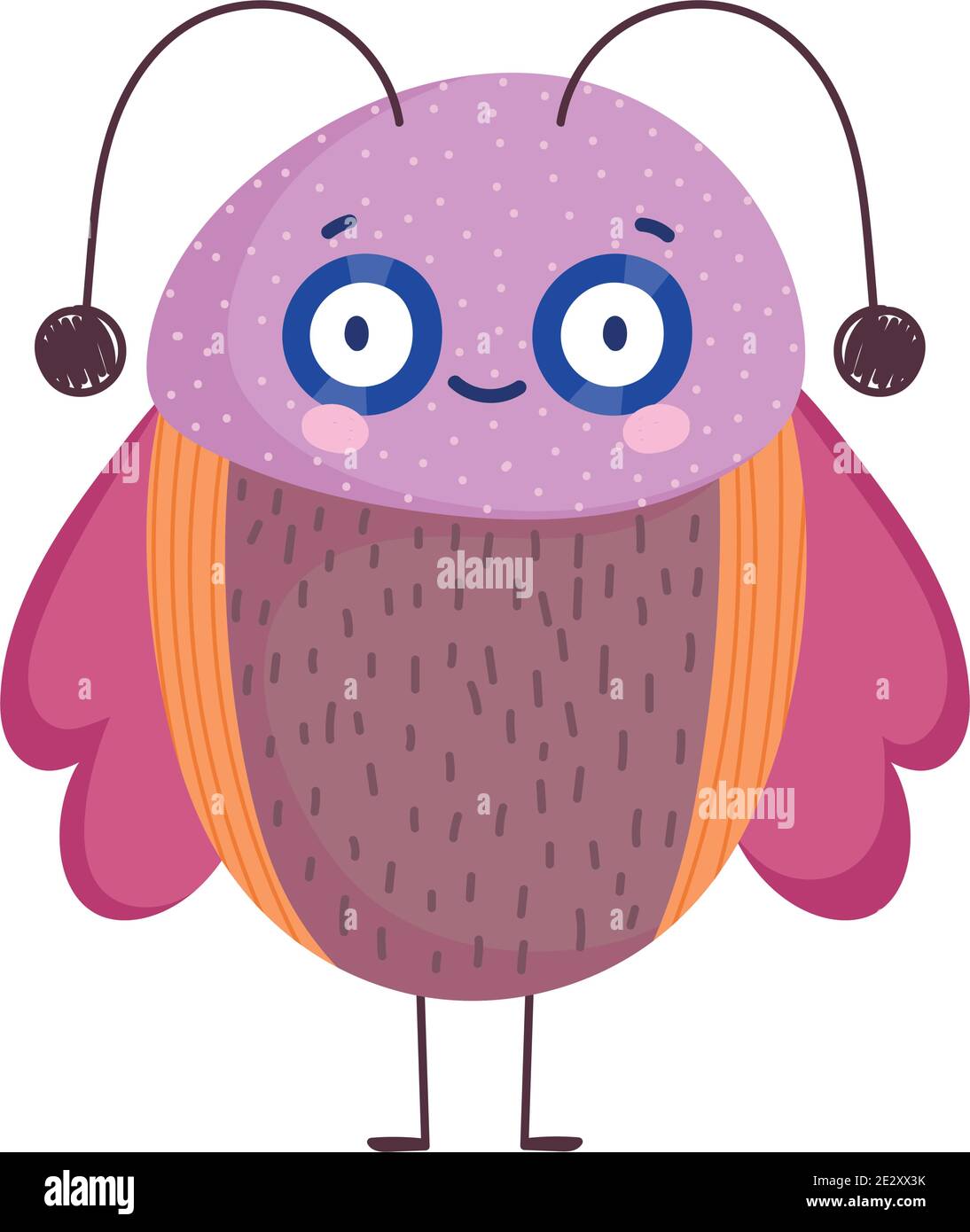 funny bug with pink wings icon cartoon in isolated style vector ...