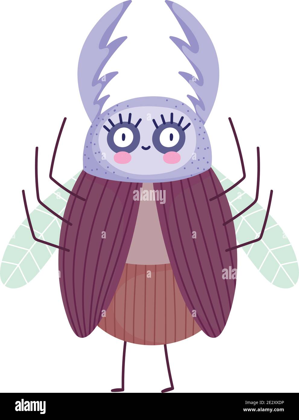funny bug with big eyes icon cartoon in isolated style vector ...