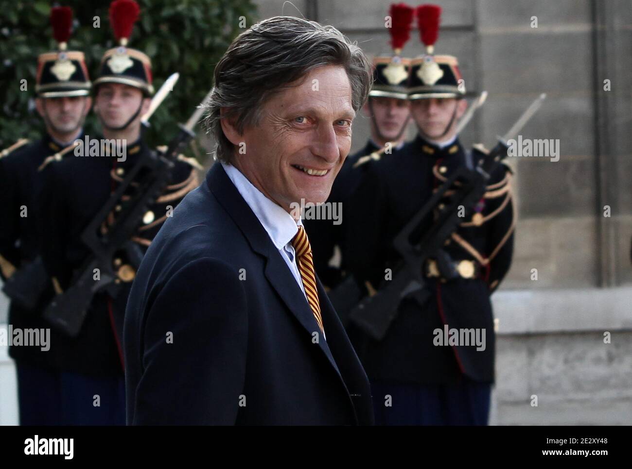 French M6 TV channel CEO Nicolas de Tavernost leaves Elysee Palace, in ...