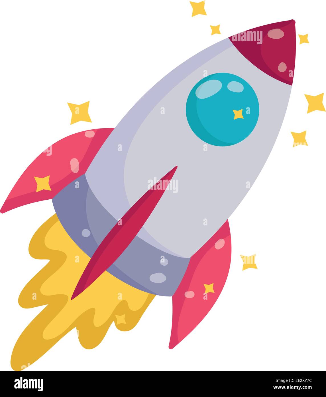 space launching spaceship adventure travel cartoon flat style vector ...