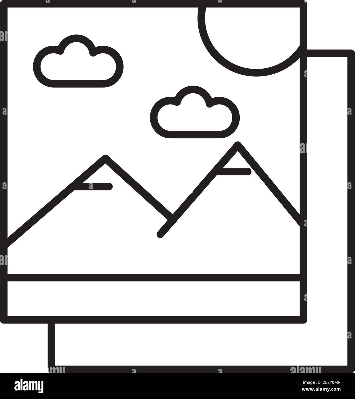 pictures with mountains and sun scene line style icons Stock Vector ...