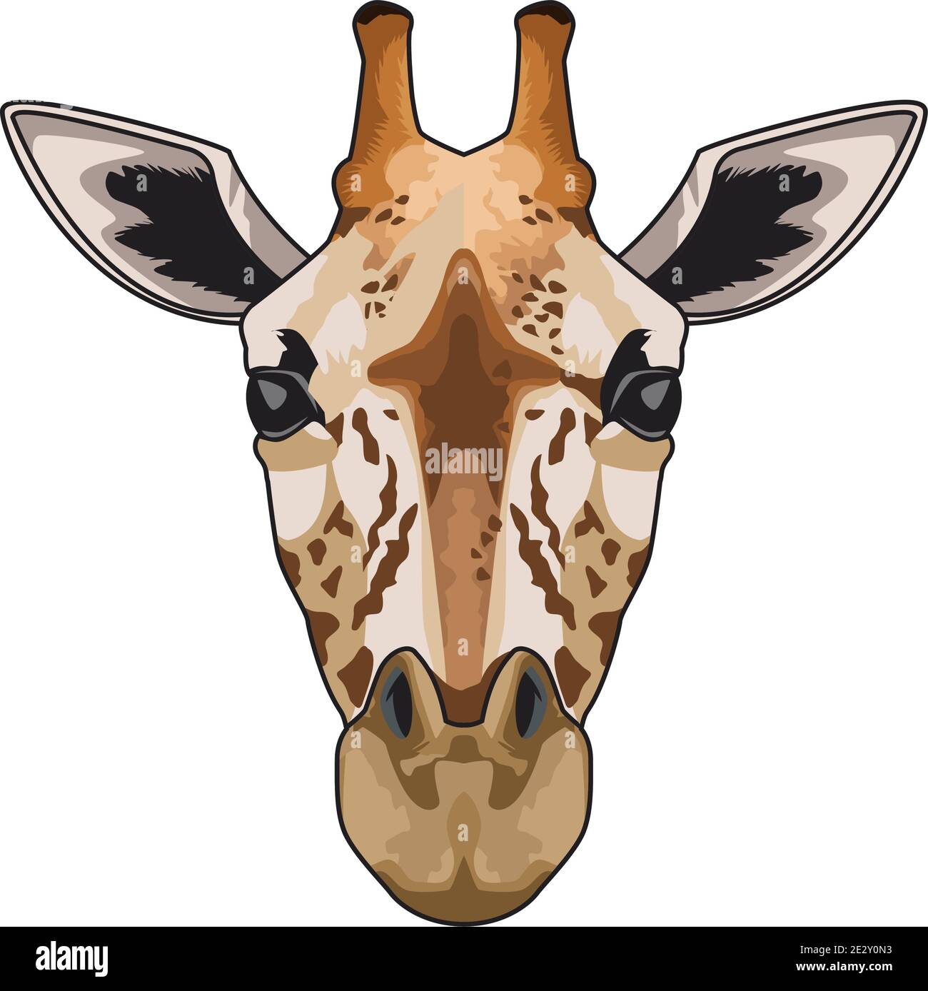 giraffe animal wild head character in white background vector ...