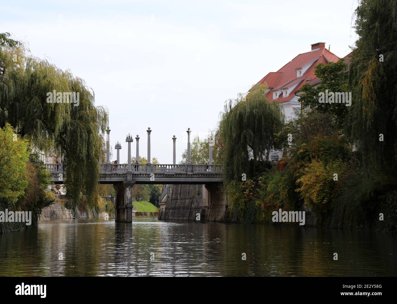 Cobblers Bridge across the Ljubljanica River in Ljubljana Stock Photo ...