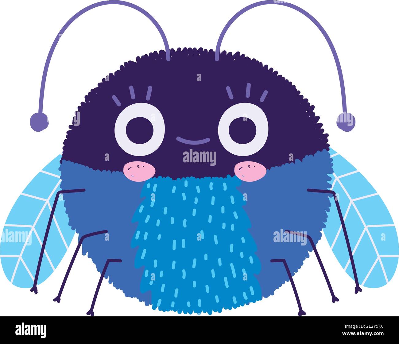 funny blue bug creature icon cartoon in isolated style vector ...