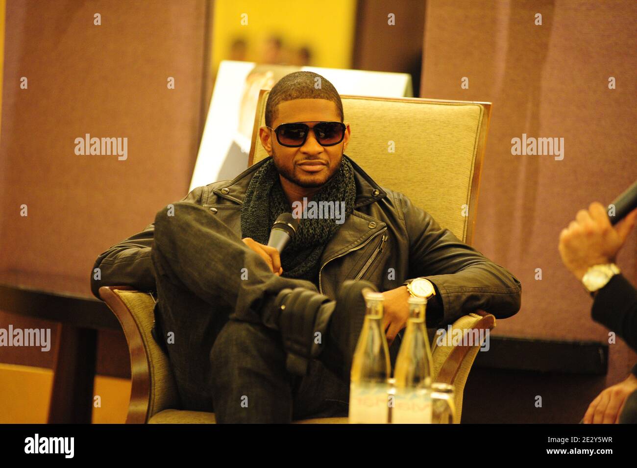 American recording artist and actor Usher during a press conference to ...