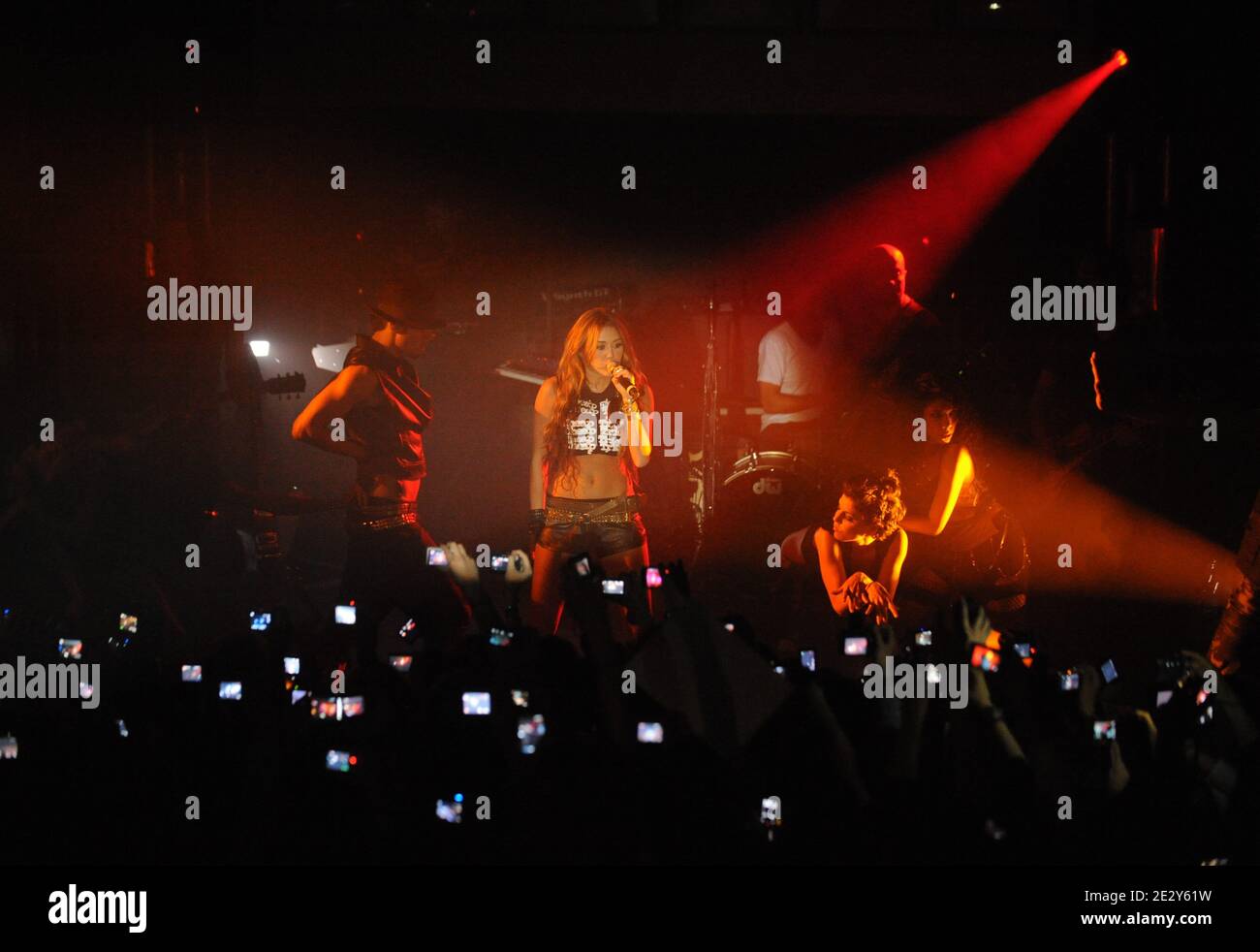 Miley Cyrus performs live during a private concert at the 1515 in Paris ...