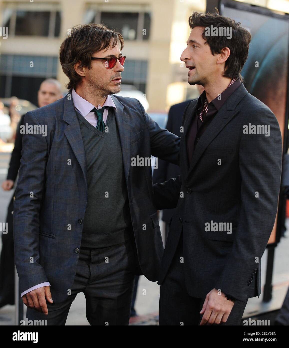 Robert Downey Jr. and Adrien Brody arriving for the premiere of Warner ...