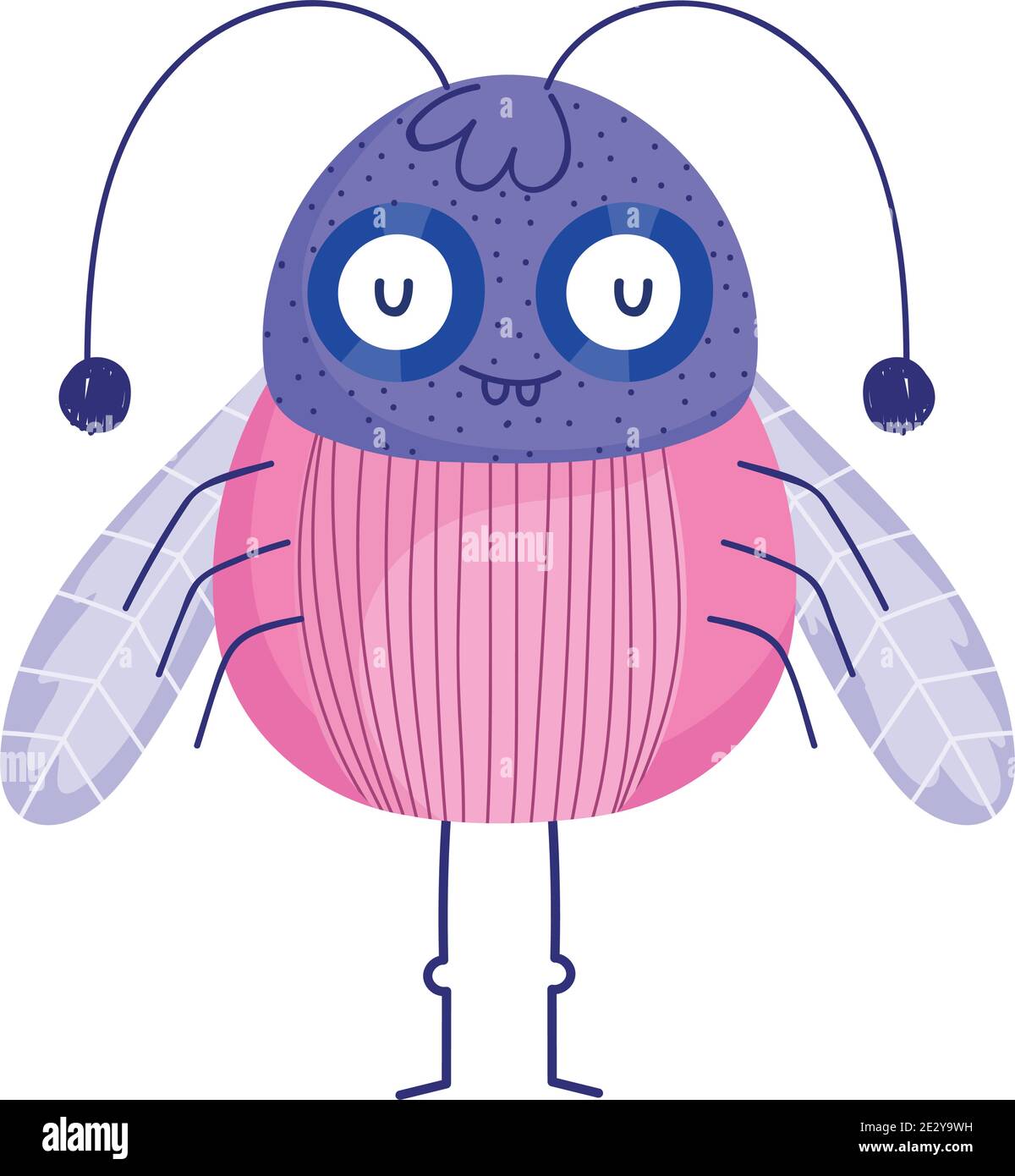 funny bug with antennas and wings icon cartoon in isolated style vector ...