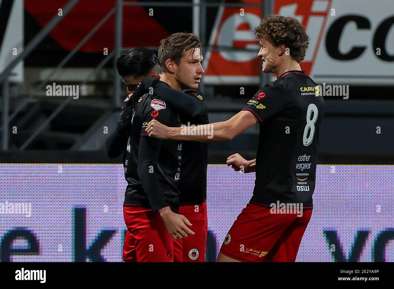 ROTTERDAM, NETHERLANDS - JANUARY 15: Reuven Niemeijer of Excelsior scores 1-0, Mats Wieffer of ...