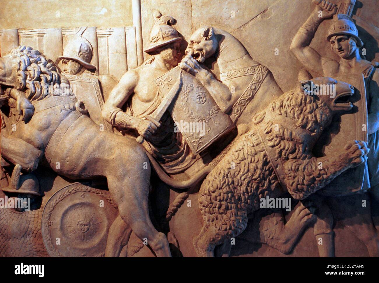 Exclusive. Relief representing gladiators fighting, Rome, Italy on June ...