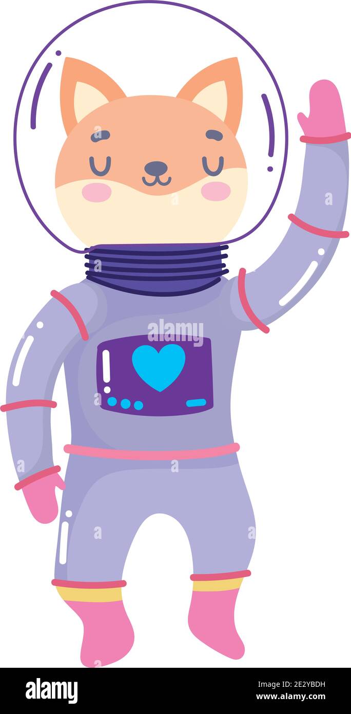 space cat astronaut adventure cartoon animal vector illustration Stock ...