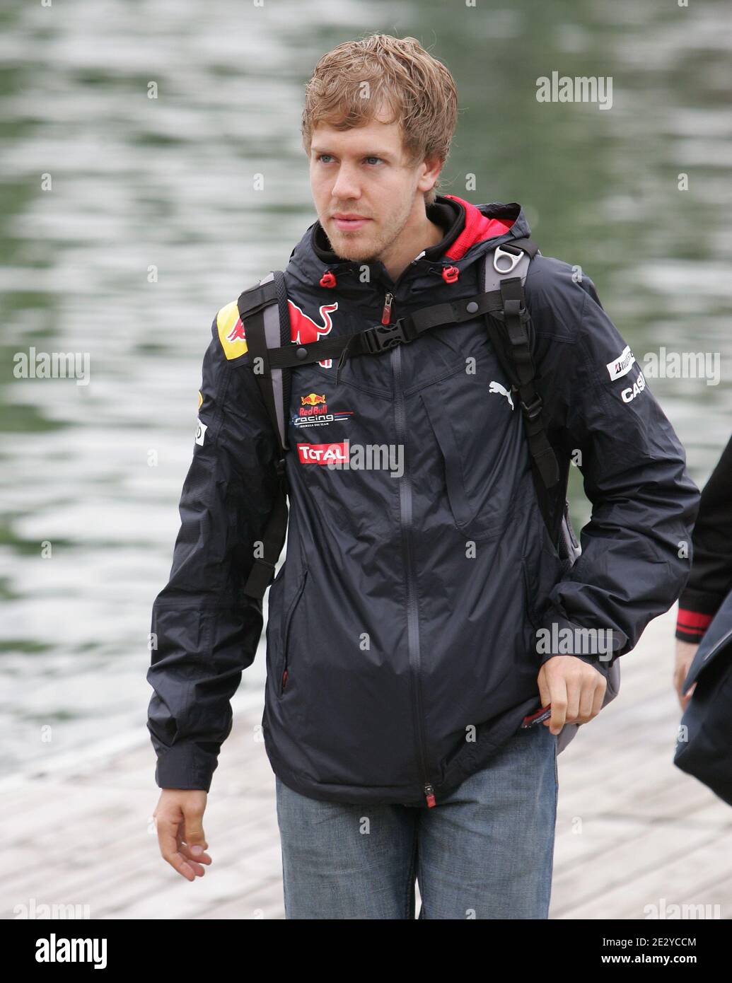 Sebastian Vettel is arriving at the paddock for the Canadian Formula ...