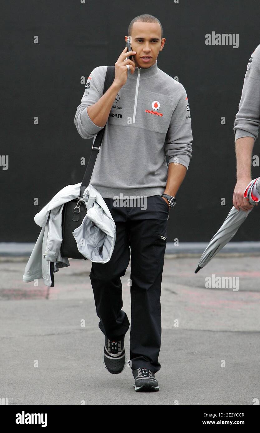 Lewis Hamilton is arriving at the paddock for the Canadian Formula One ...