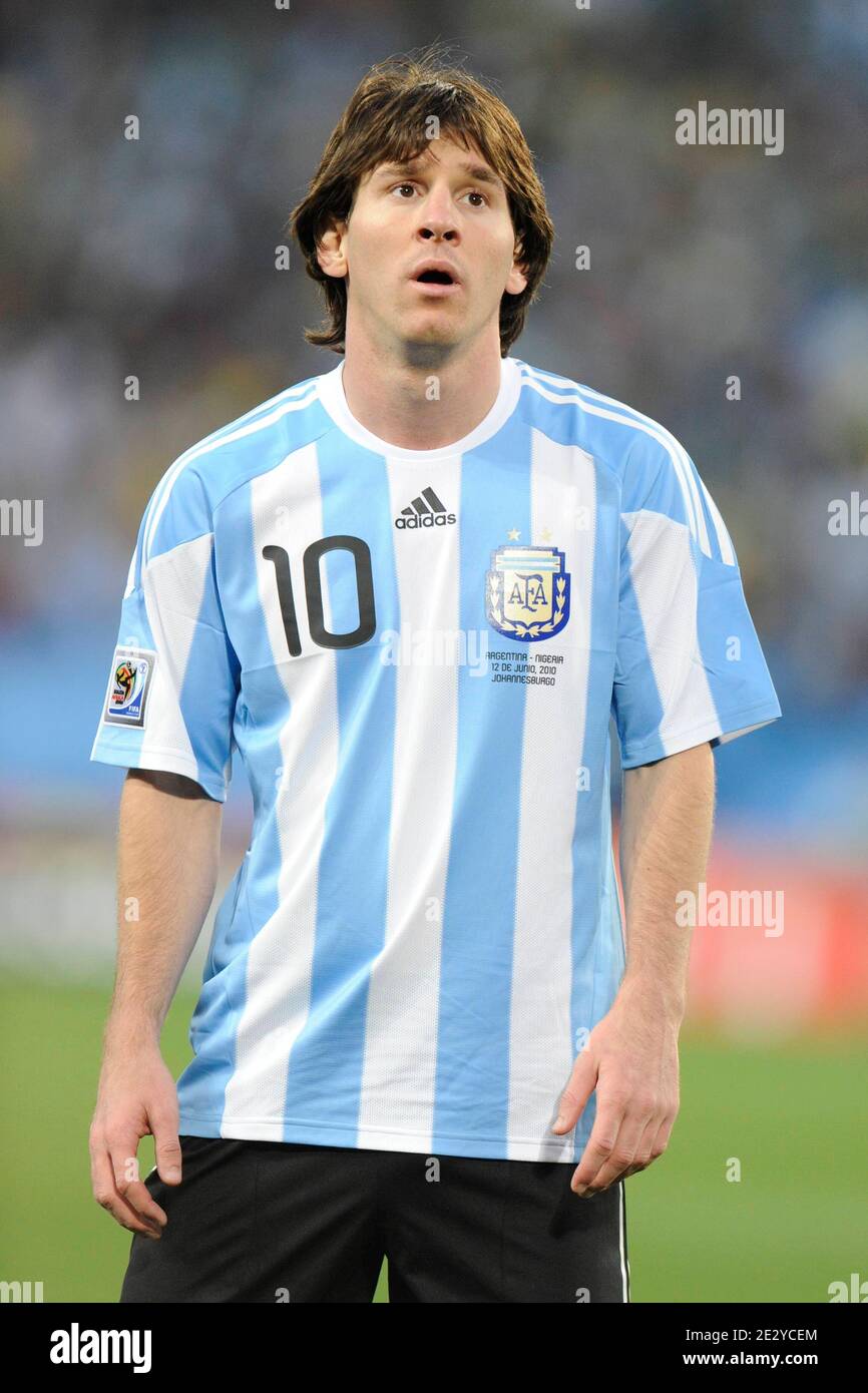 Argentina s Lionel Messi during the 2010 FIFA World Cup South Africa Soccer match group B Argentina vs Nigeria at Ellis Stadium in Johannesburg South Africa on June 12 2010. Argentina won 1 0