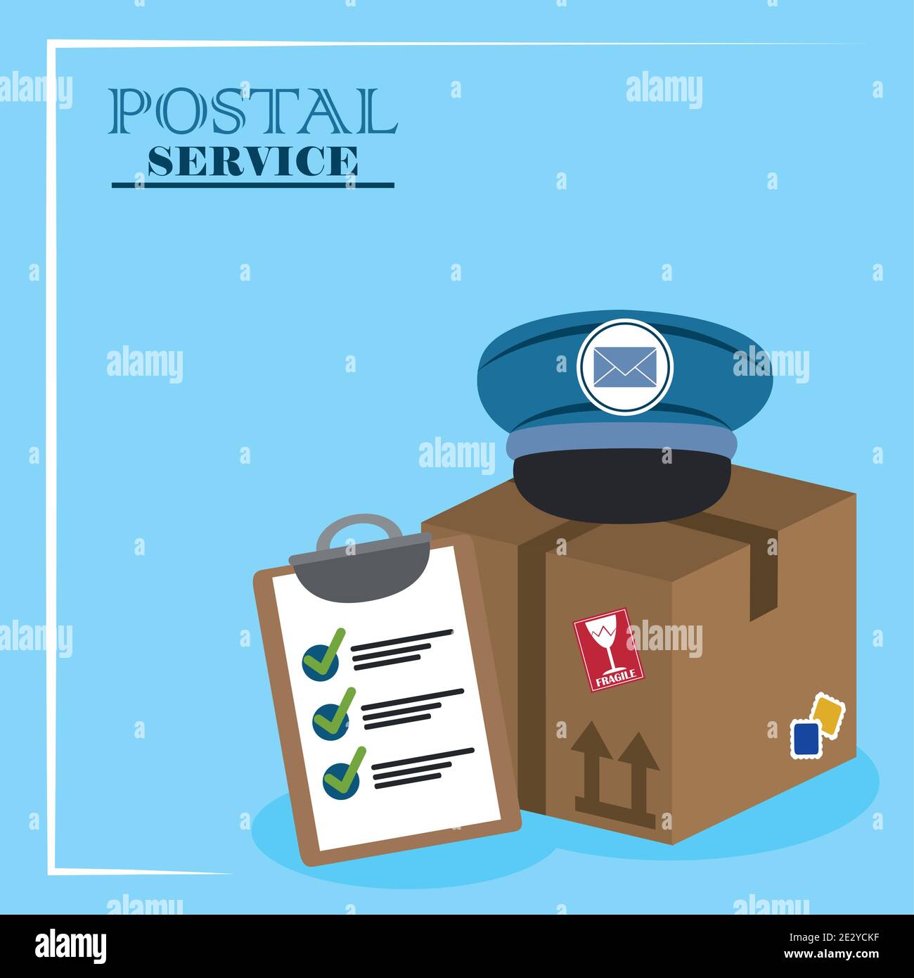 postal service, courier delivery logistic check mark clipboard box ...