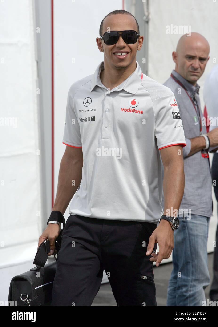 Lewis Hamilton is arriving at the paddock for the Canadian Formula One ...