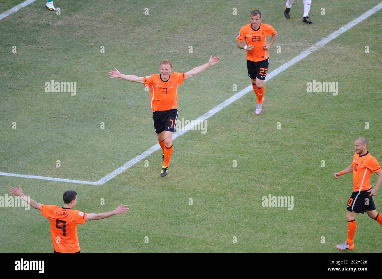Nederland's team celebrates after Danemark's Simon Poulsen scores a own ...