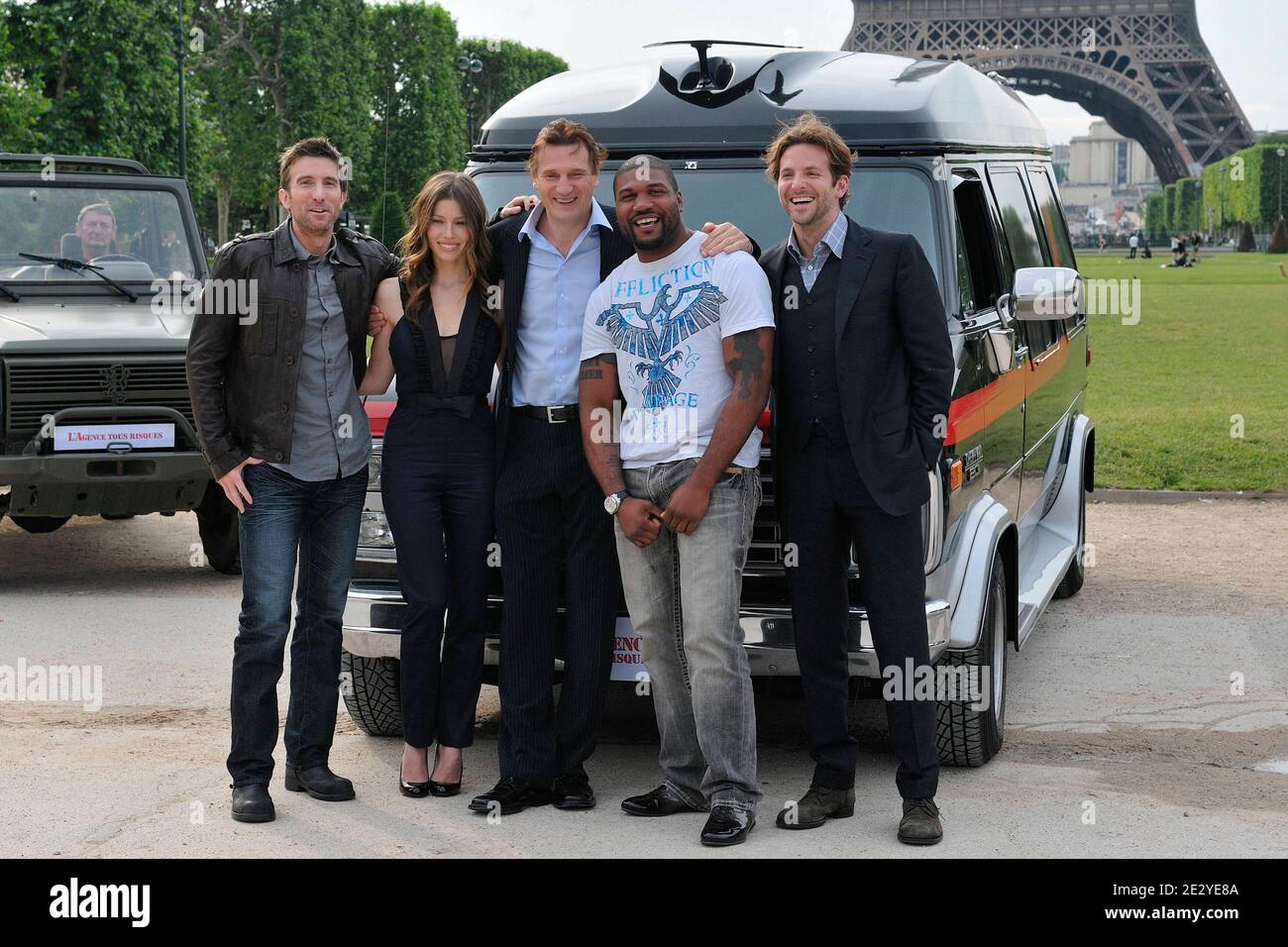 (L-R) Sharlto Copley, Jessica Biel, Liam Neeson, Quinton 'Rampage ...