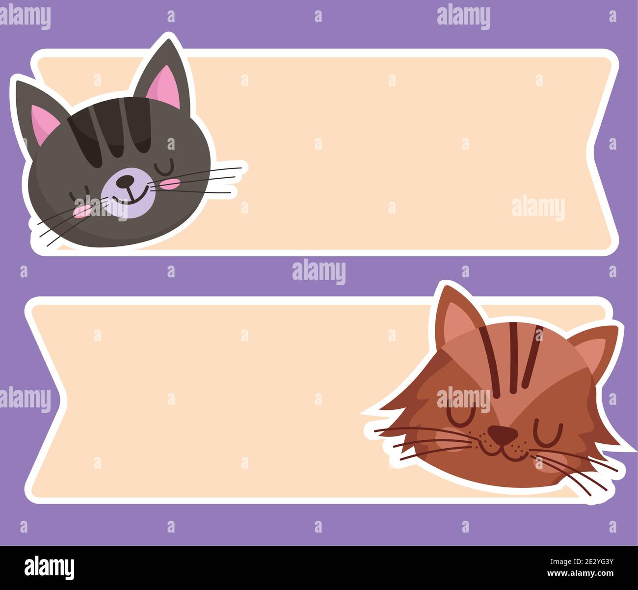 cute cat faces animals cartoon pet and banners template vector ...