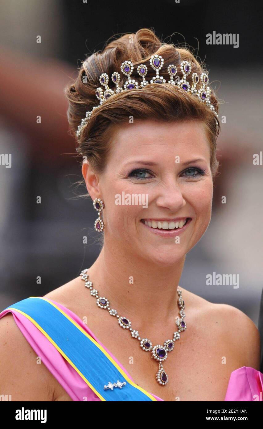 Princess Martha Louise of Norway arriving to the Storkyrkan cathedral ...