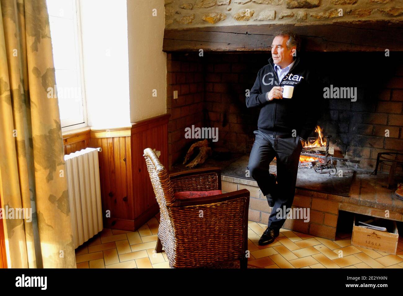 EXCLUSIVE - Modem Leader Francois Bayrou posing at home in Borderes ...
