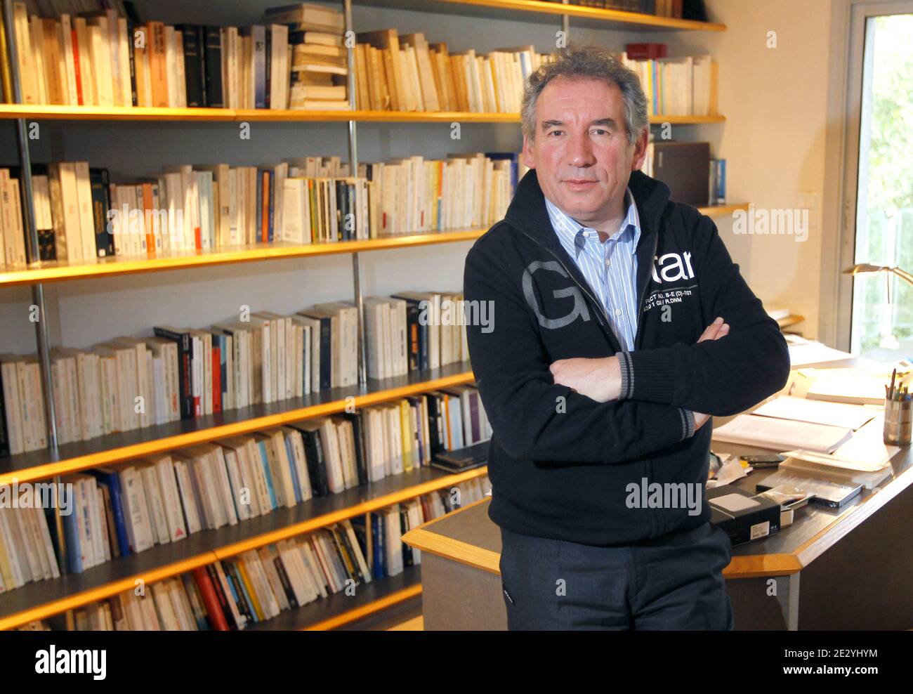 EXCLUSIVE - Modem Leader Francois Bayrou posing at home in Borderes ...
