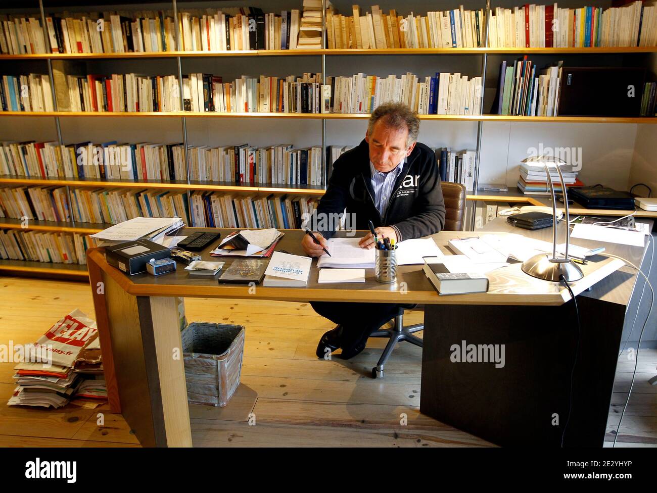 EXCLUSIVE - Modem Leader Francois Bayrou posing at home in Borderes ...
