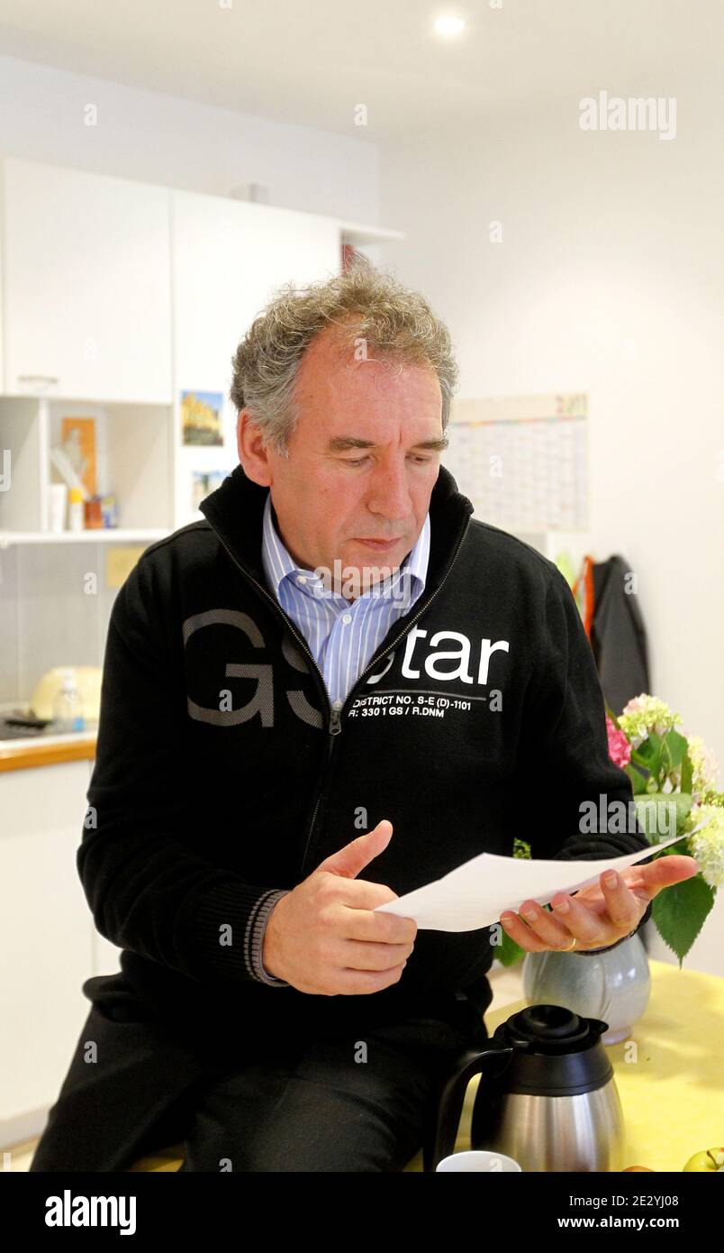 EXCLUSIVE - Modem Leader Francois Bayrou posing at home in Borderes ...