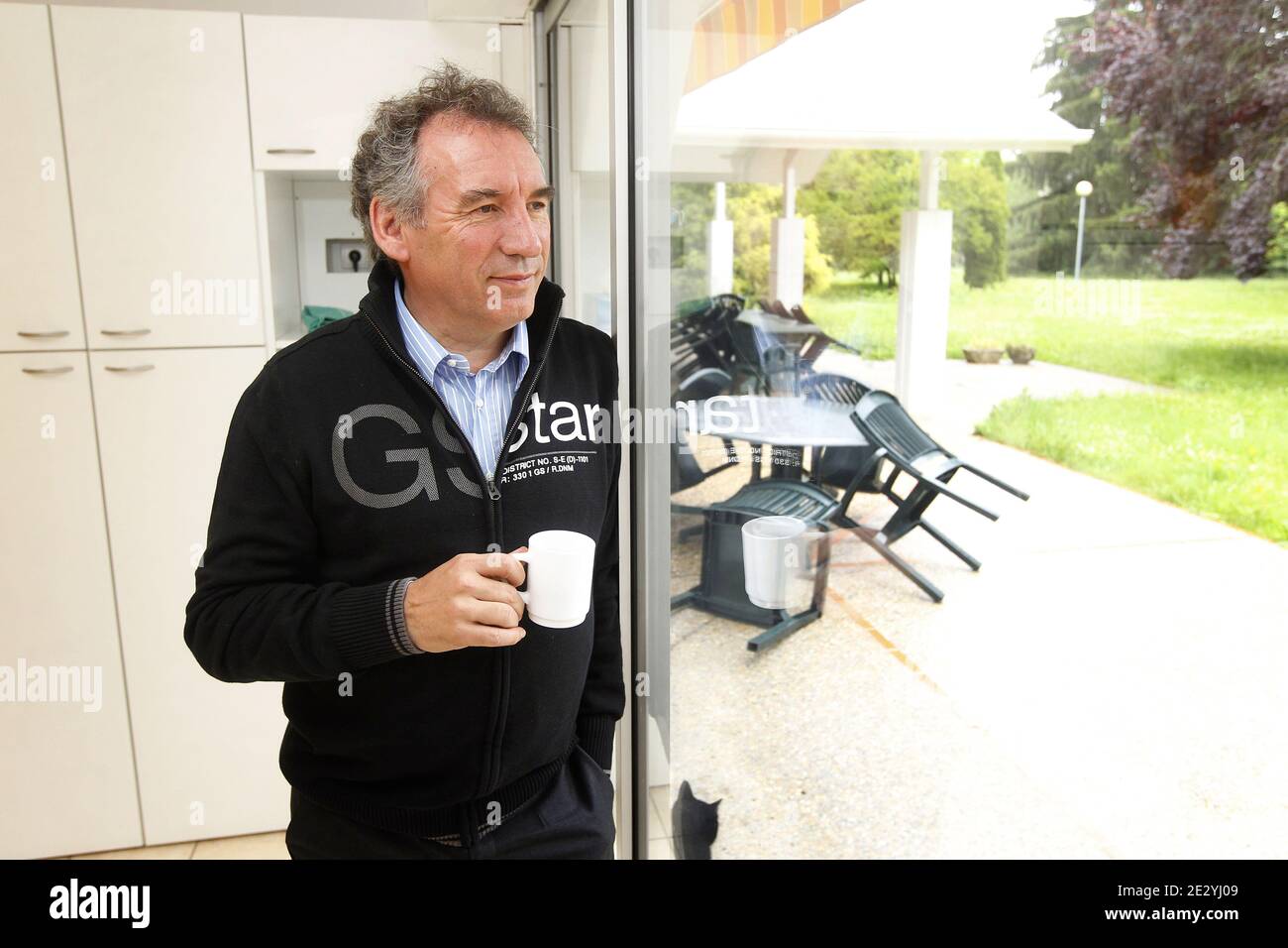 EXCLUSIVE - Modem Leader Francois Bayrou posing at home in Borderes ...