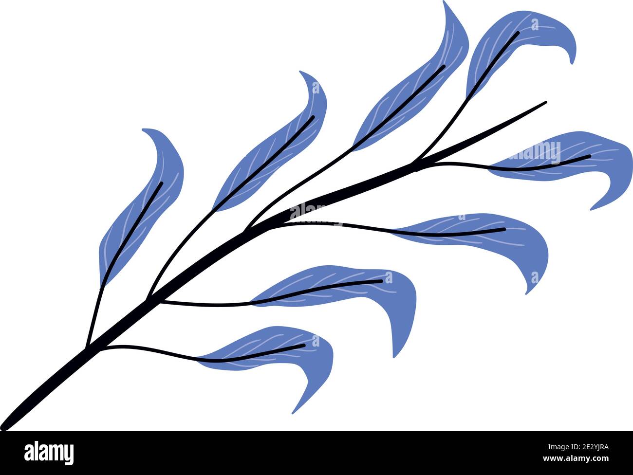 branch foliage leaves plant nature cartoon in flat style vector ...