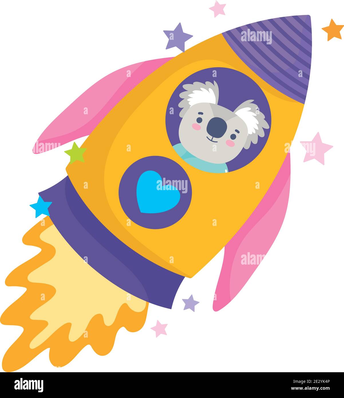 space koala spaceship stars astronaut adventure cartoon animal vector ...