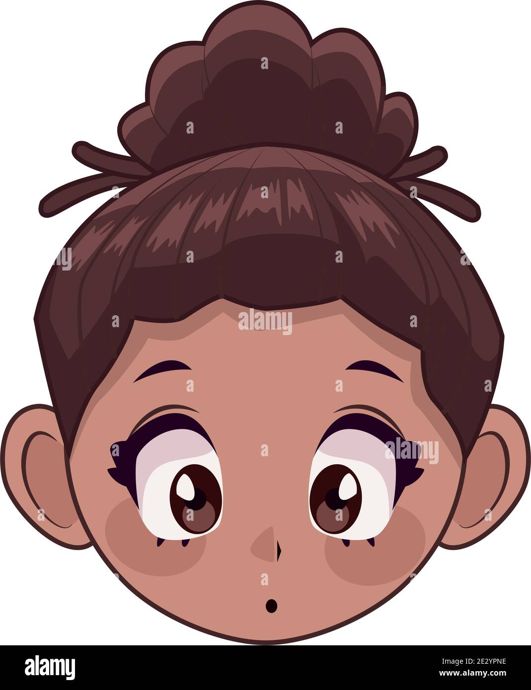 beautiful afro teenager girl anime head character vector illustration ...