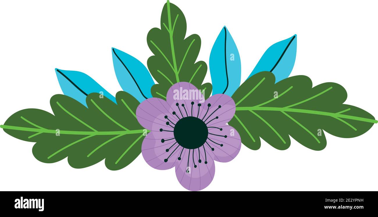 flower decoration nature foliage cartoon in flat style vector ...